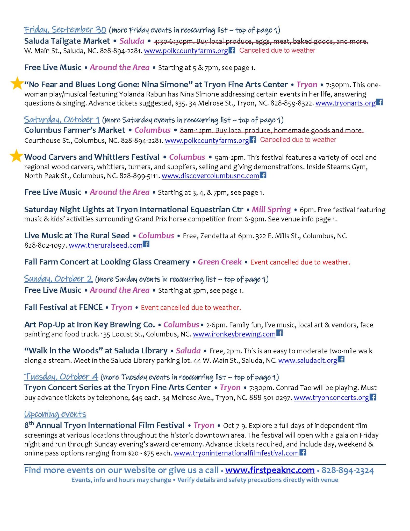 This Week at the First Peak – Events for Sept. 28-Oct. 4, 2022 - First ...